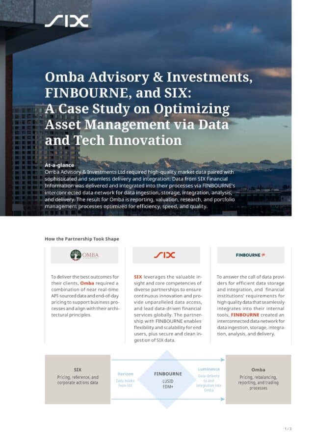 Case Study: Optimised Asset Management via FINBOURNE & SIX Partnership ...